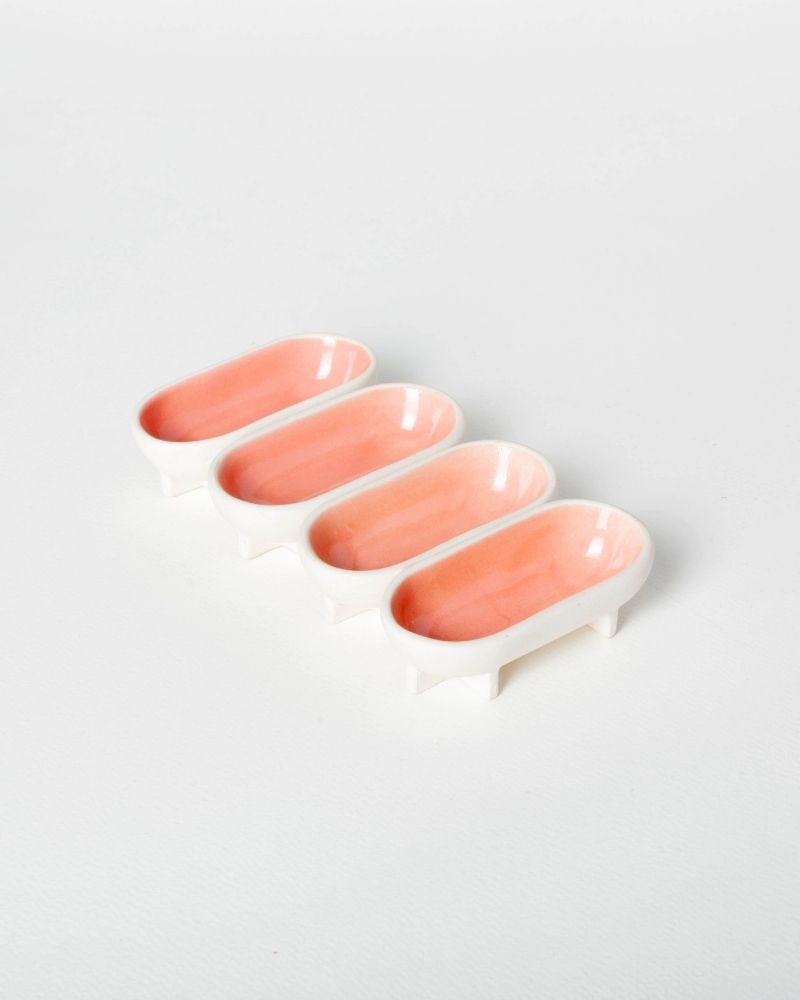 Dash Ceramic Dip Plate (Set of 4) - Pink - Stoneware Ceramic