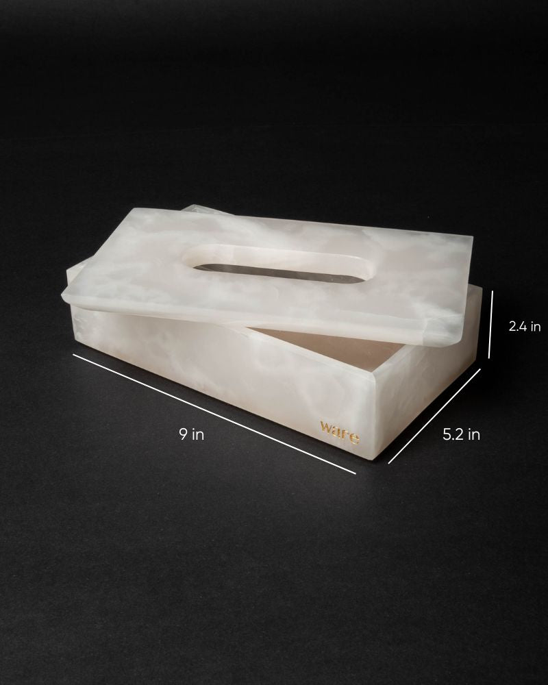 Illuminare Onyx Gravità Marble Tissue Box - White Onyx Marble - Tissue ...