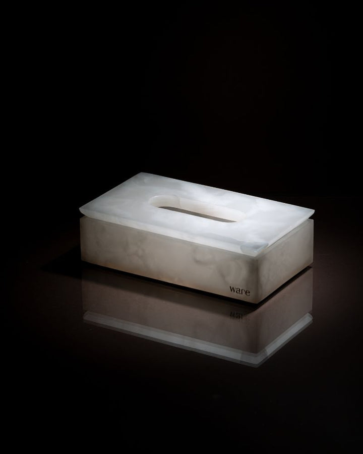 Illuminare Onyx Gravità Marble Tissue Box - White Onyx Marble - Tissue ...