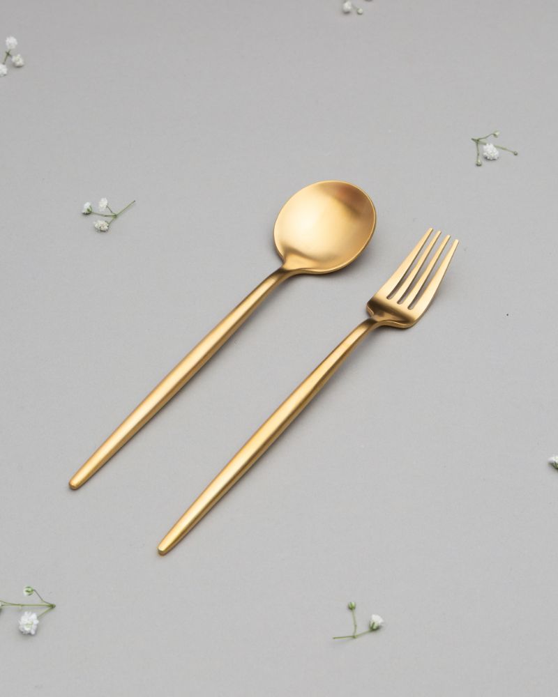 Zuri Cutlery Set (2 pieces) - Stainless Steel - Matt Gold