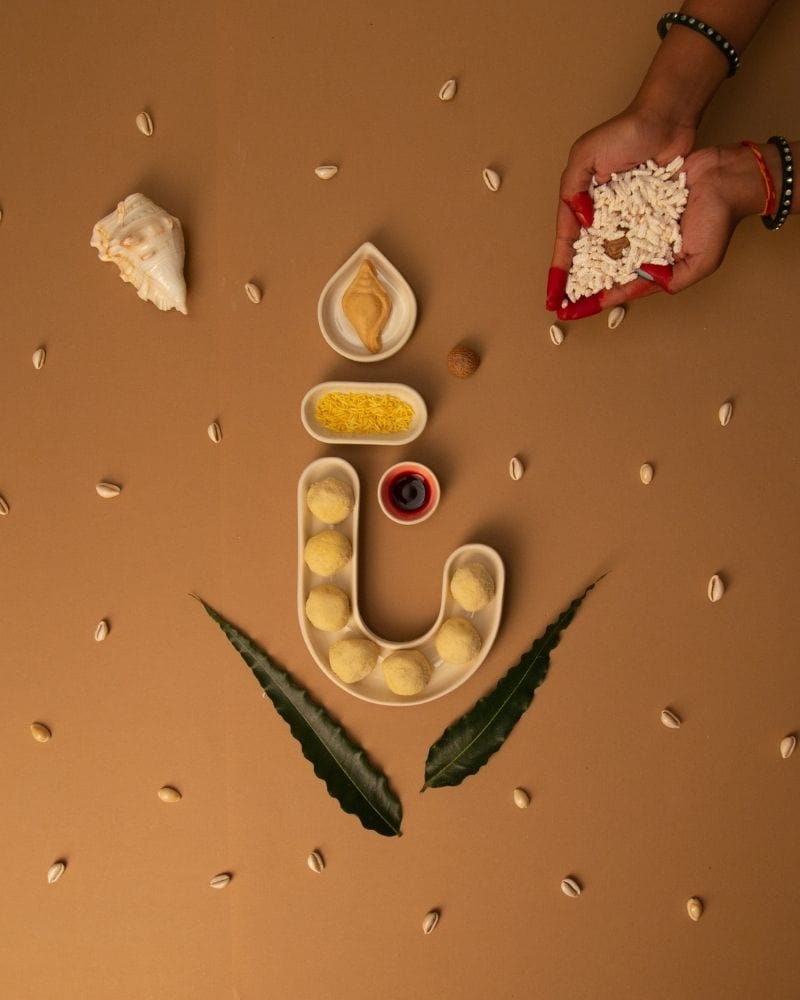 Gana-Isha Ceramic Table Setting (4 Pieces) - Snack Set - Stoneware ...