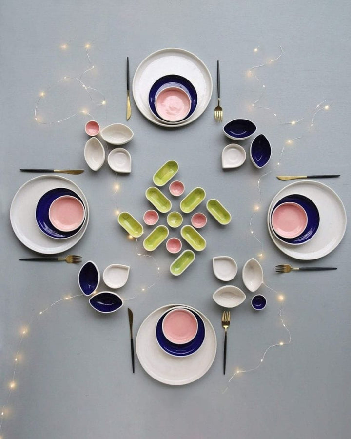 Swastika Ceramic Table Setting Pink (13 Pieces) - Snack Set - Stoneware ...